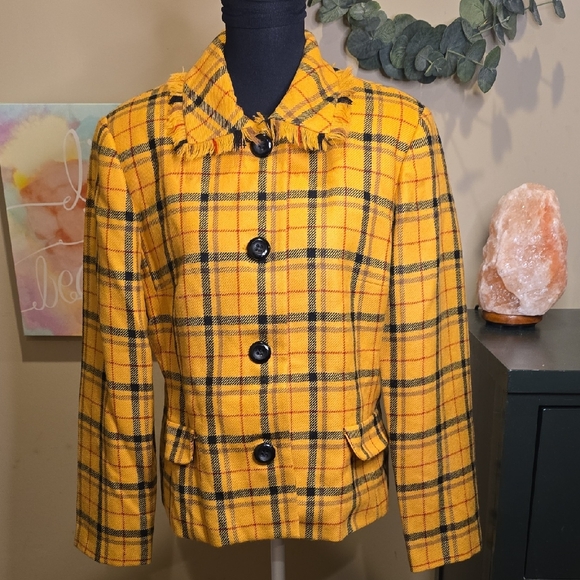 Kasper | Jackets & Coats | Kasper Yellow And Black Plaid Jacket | Poshmark